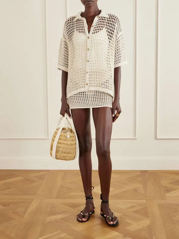 HAIGHT. Sheila Open-knit Mini Skirt - Ivory