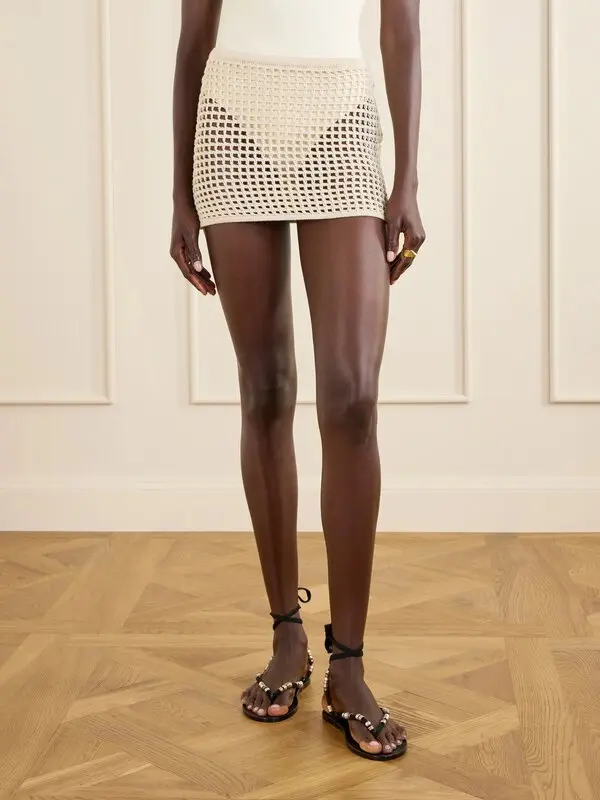 HAIGHT. Sheila Open-knit Mini Skirt - Neutrals