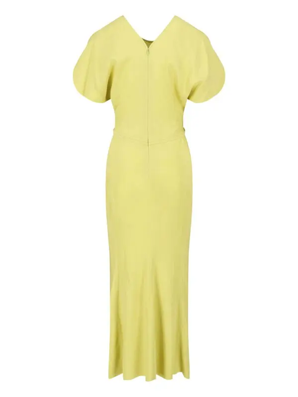 Victoria Beckham Midi Dress "bela" In Crêpe Satin - Yellow