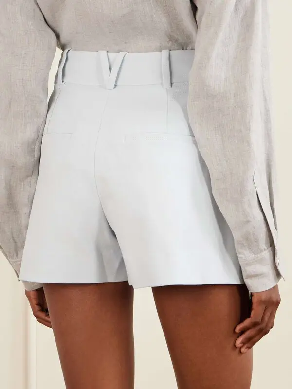 Veronica Beard Craig Pleated Cotton-blend Twill Shorts