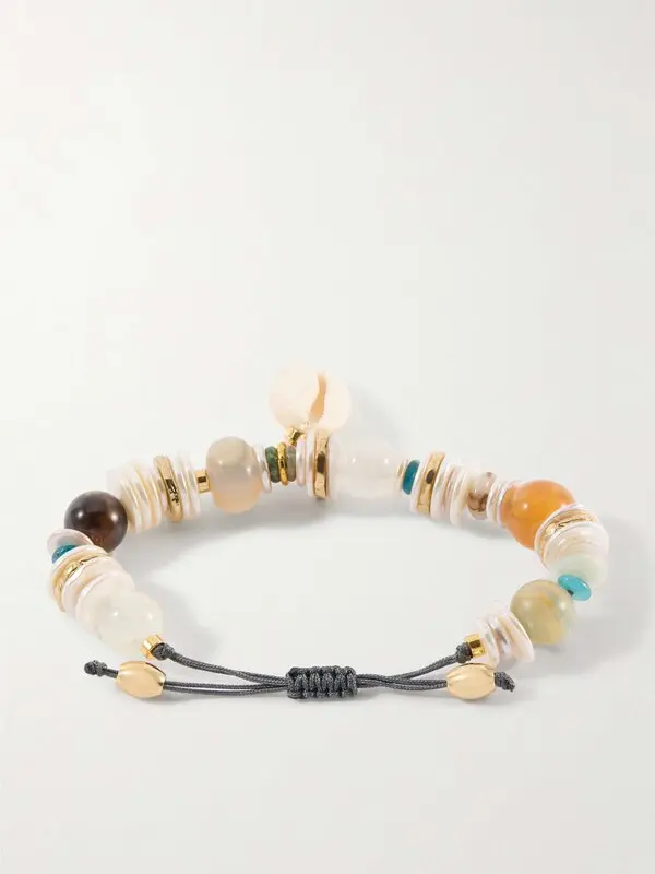 Tohum Design Samsara Gold-plated, Leather And Seashell Beaded Bracelet