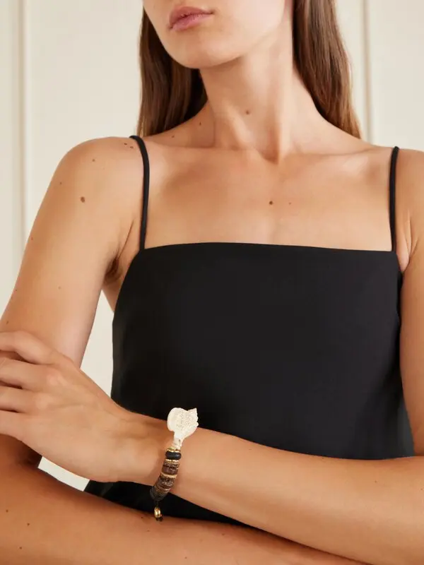 Tohum Design Gold-plated, Leather, And Seashell Beaded Bracelet