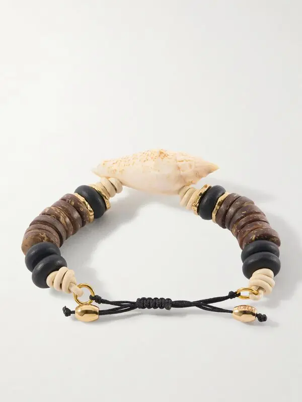 Tohum Design Gold-plated, Leather, And Seashell Beaded Bracelet