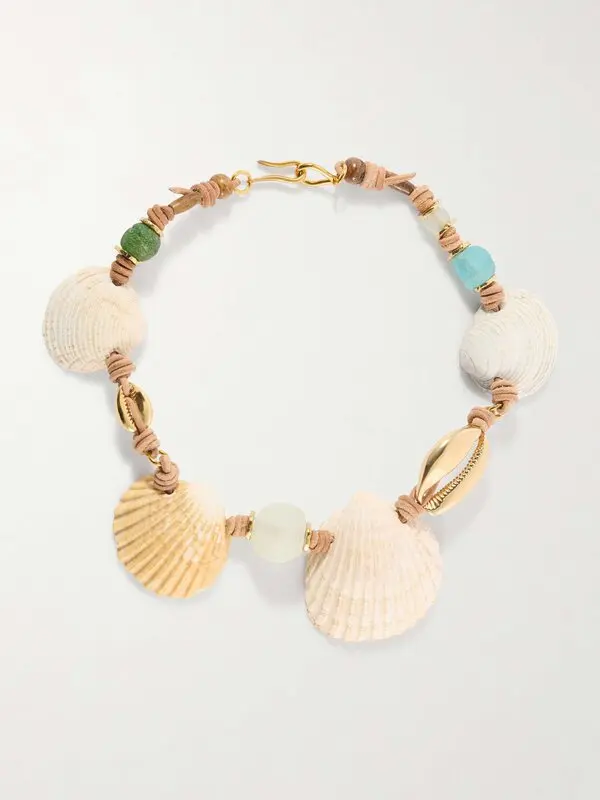 Tohum Design Samsara Gold-plated, Leather And Seashell Beaded Necklace