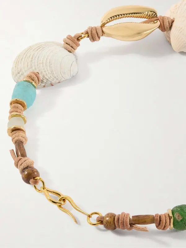 Tohum Design Samsara Gold-plated, Leather And Seashell Beaded Necklace