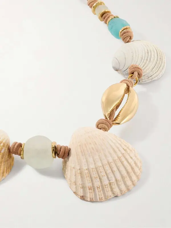 Tohum Design Samsara Gold-plated, Leather And Seashell Beaded Necklace