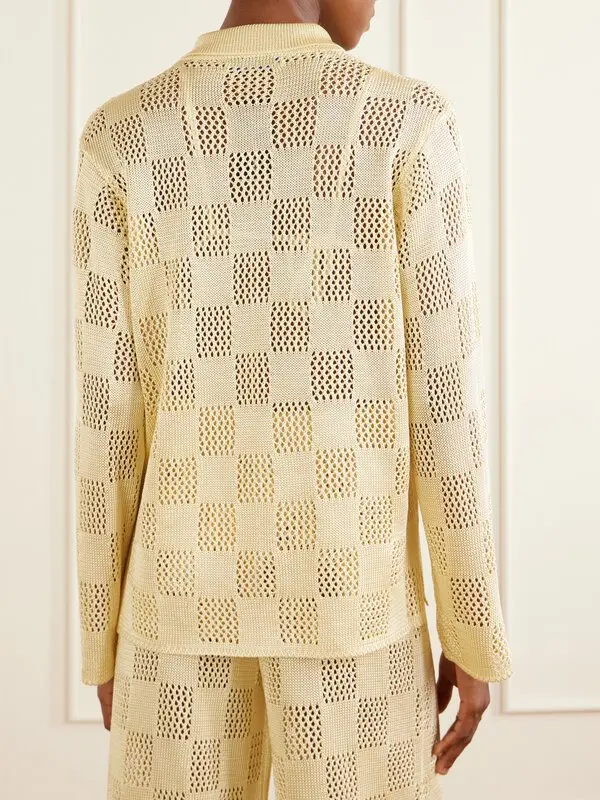 Calle Del Mar Checked Woven Cardigan - Yellow