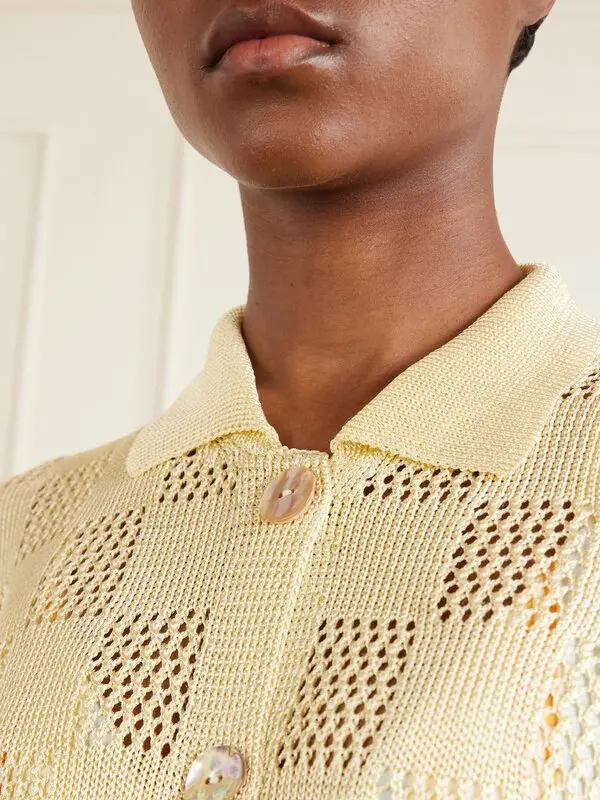 Calle Del Mar Checked Woven Cardigan - Yellow