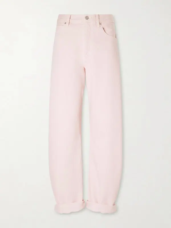 FRAME The Bubble High-rise Wide-leg Jeans - Pink