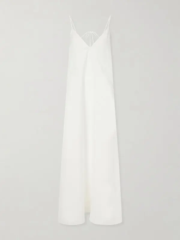 Another Tomorrow Linen-canvas Maxi Dress - White