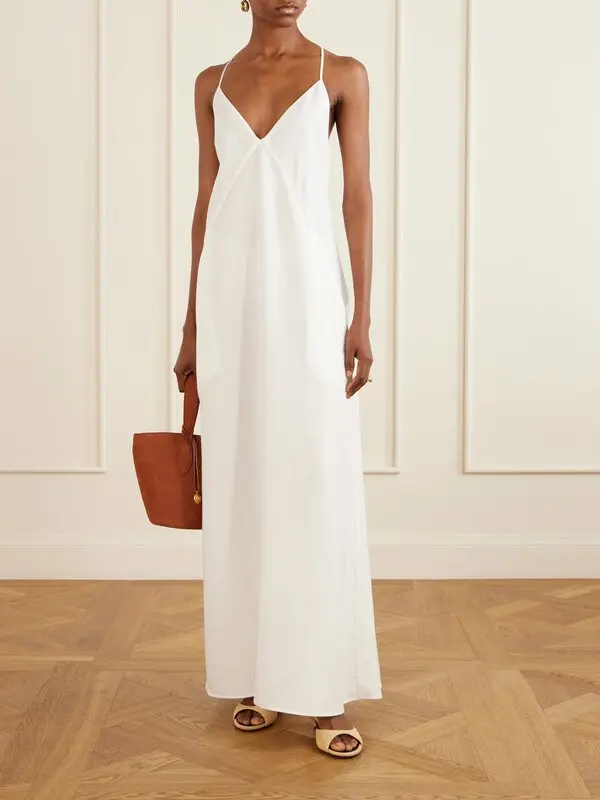 Another Tomorrow Linen-canvas Maxi Dress