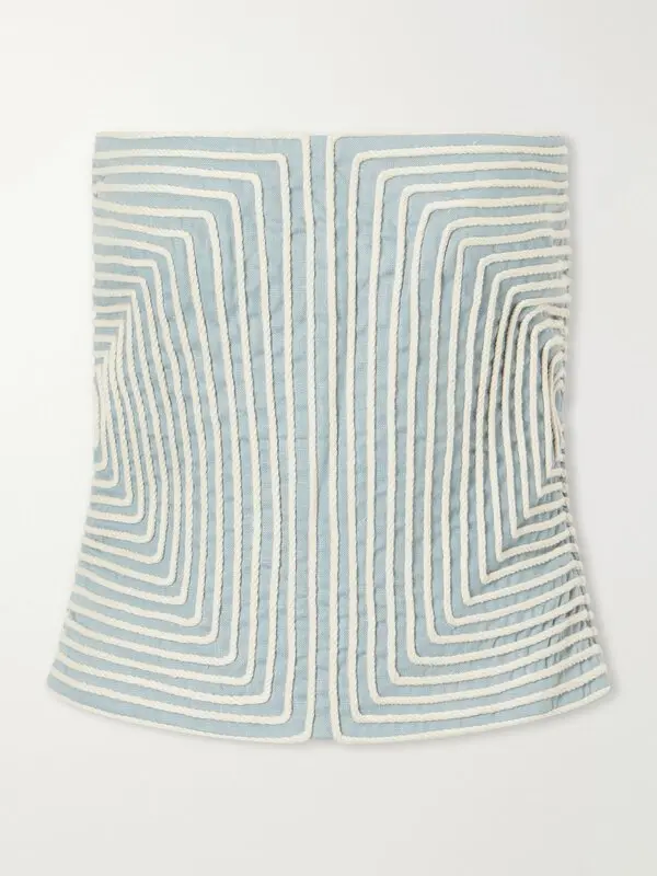 ANDRES OTALORA Nyota Alma Embroidered Linen And Cotton-blend Bustier Top - Green
