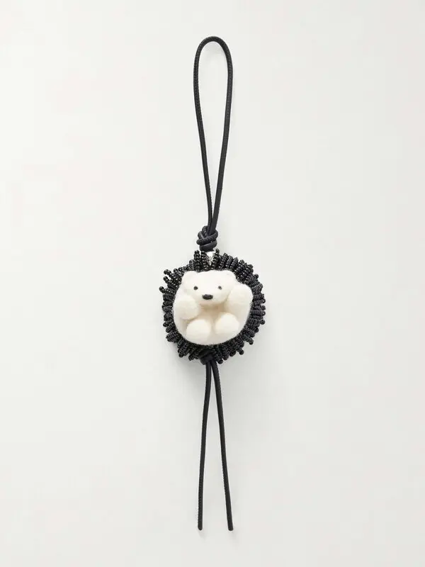 Loewe Hedgehog Bead-embellished Wool-felt And Leather Bag Charm - Multi