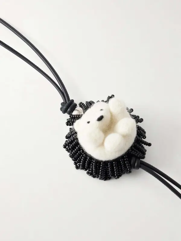 Loewe Hedgehog Bead-embellished Wool-felt And Leather Bag Charm