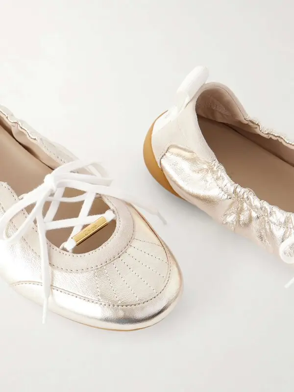Chloé Kick Metallic Leather Sneakers