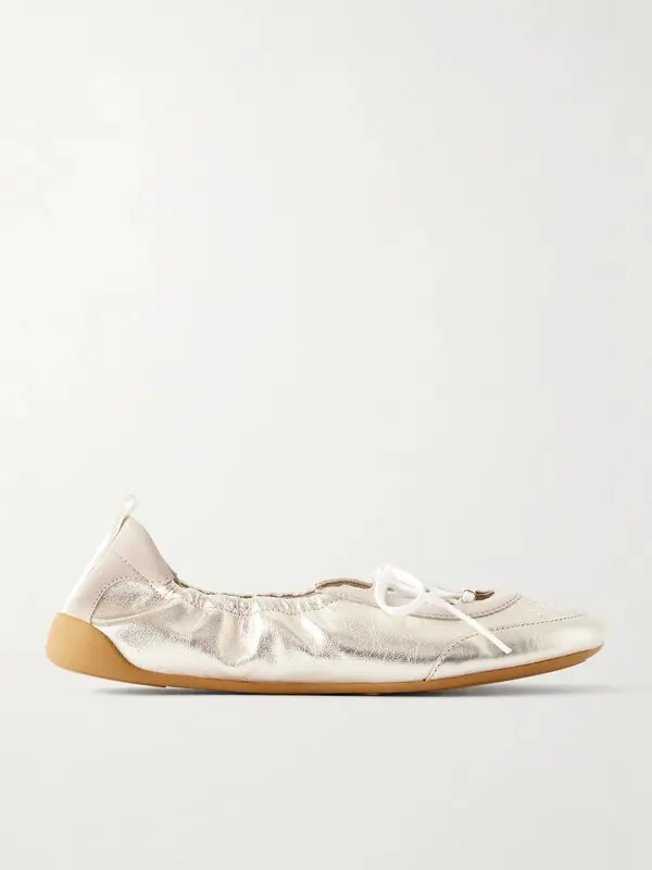Chloé Kick Metallic Leather Lace-up Sneakers - Silver