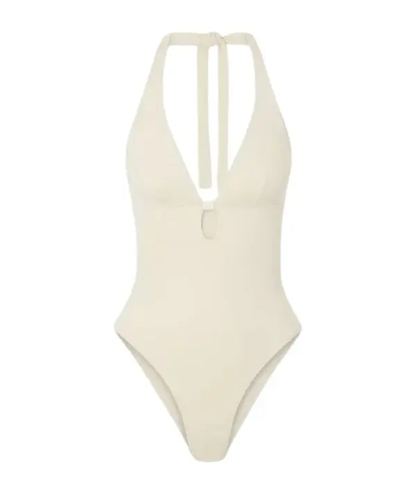 ERES Harmony Embellished Cut-out Stretch-jersey Swimsuit - Neutrals
