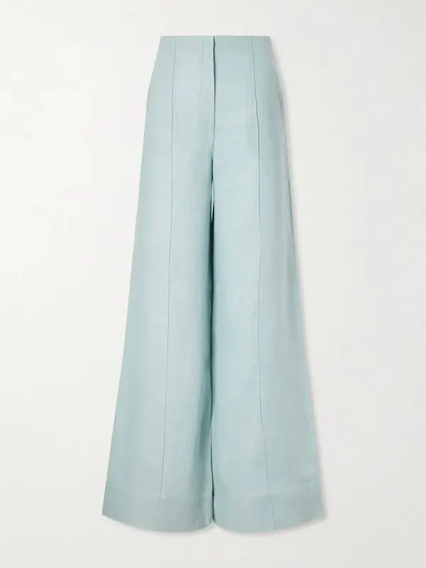 ANDRES OTALORA La Promesa Linen Wide-leg Pants - Blue