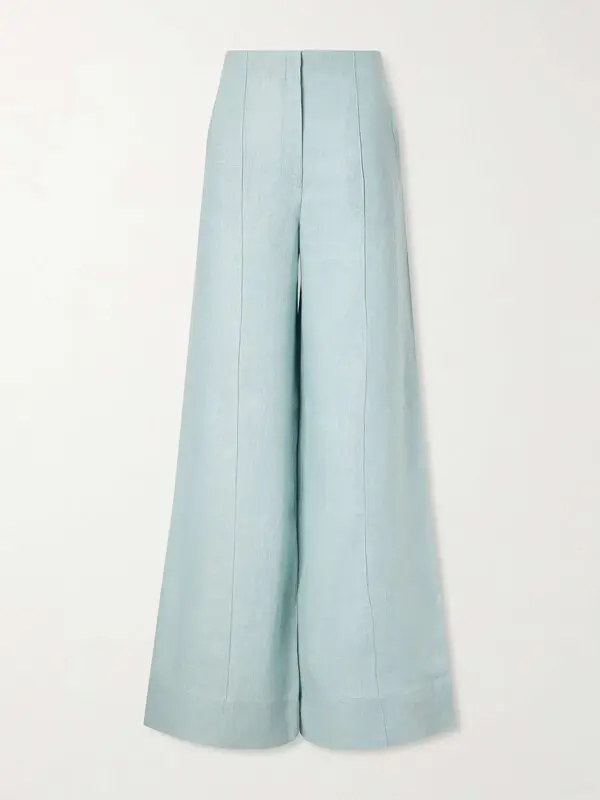 ANDRES OTALORA La Promesa Linen Wide-leg Pants - Light Blue