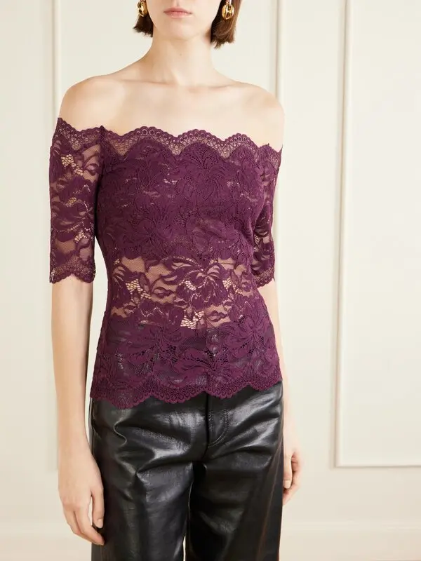 Rabanne Off-the-shoulder Lace Blouse - Burgundy