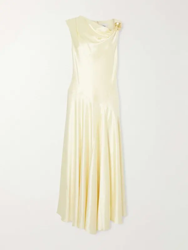 Aje Siren Embellished Satin Maxi Dress - Yellow