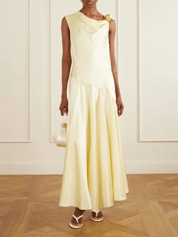 Aje Siren Embellished Satin Maxi Dress
