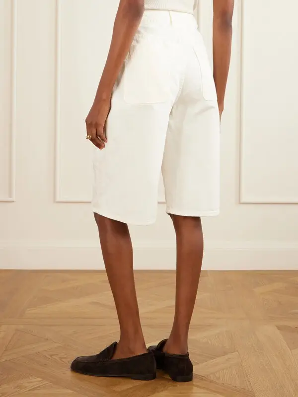 TWP Mid-rise Wide-leg Cotton Denim Shorts
