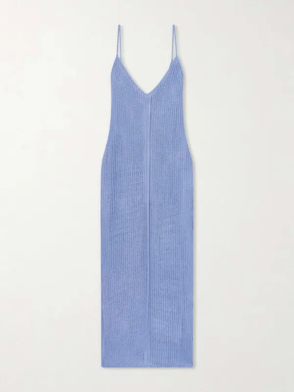 HAIGHT. Luna Open-knit Midi Dress - Blue