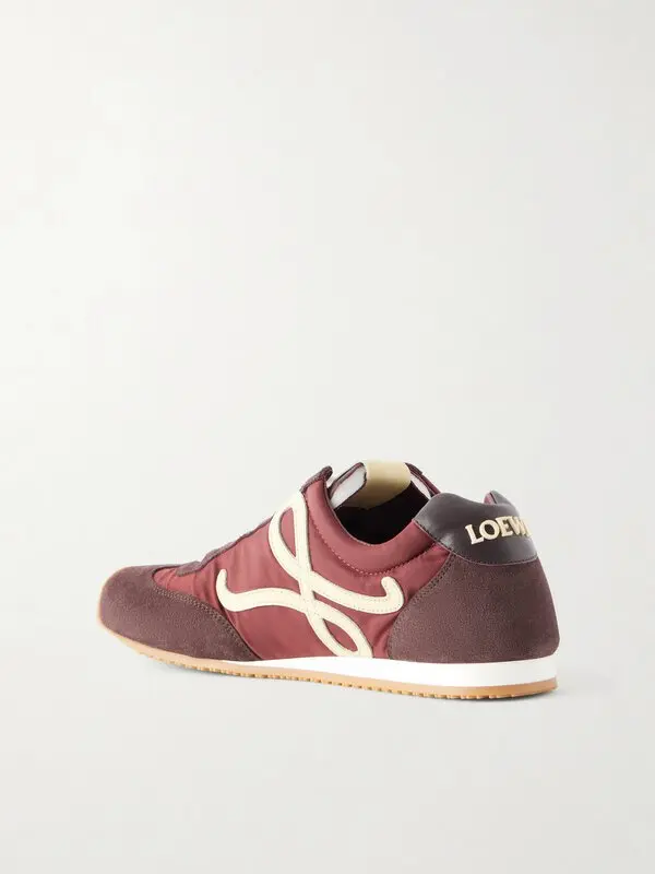 Loewe Ballet Runner 2.0 Suede-trimmed Shell Sneakers - Burgundy