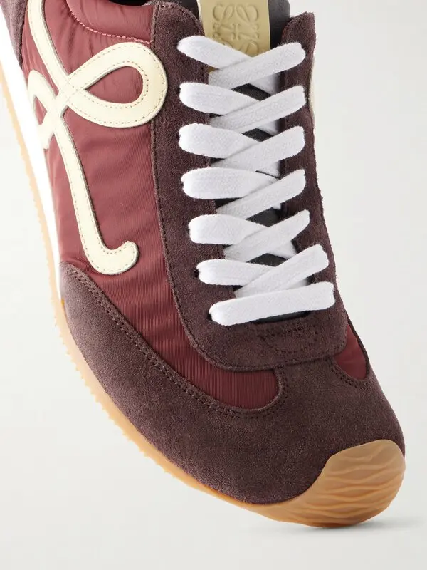 Loewe Ballet Runner 2.0 Suede-trimmed Shell Sneakers - Burgundy