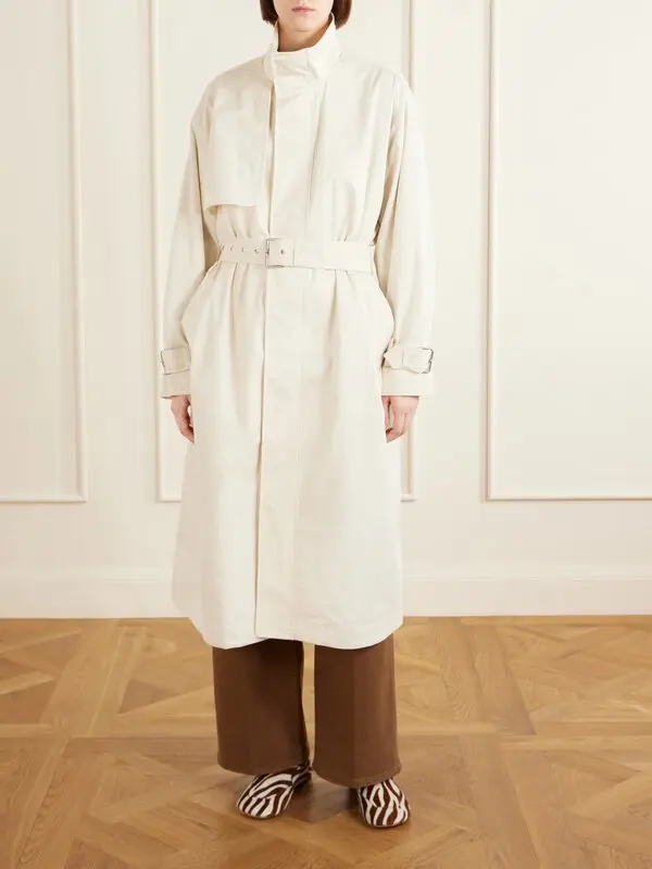 FRAME Belted Cotton-twill Trench Coat - Neutrals