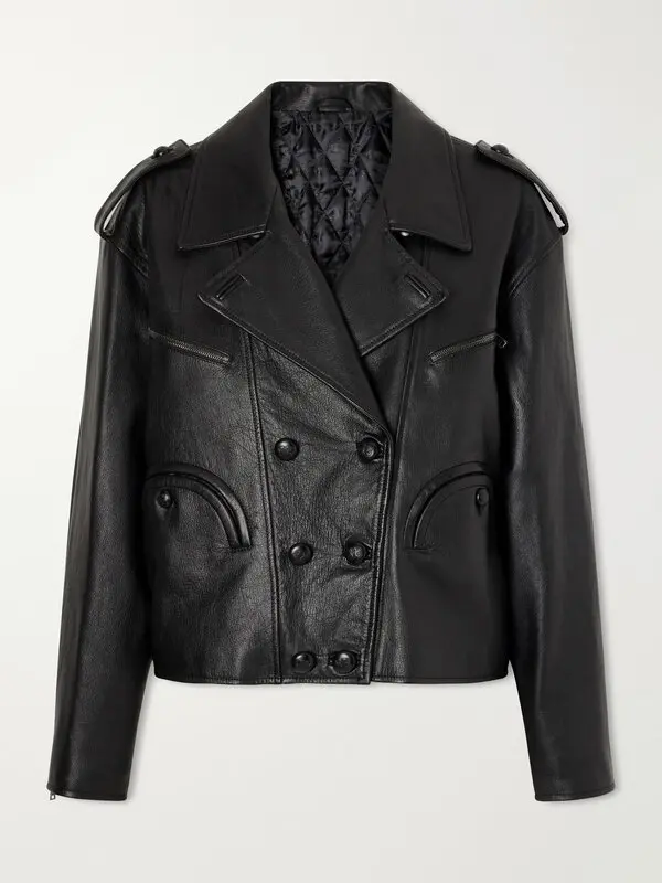 BLAZÉ MILANO Mick Double-breasted Leather Bomber Jacket
