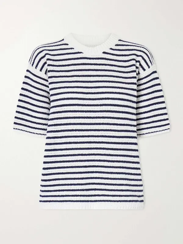 Bottega Veneta Striped Crocheted Cotton T-shirt