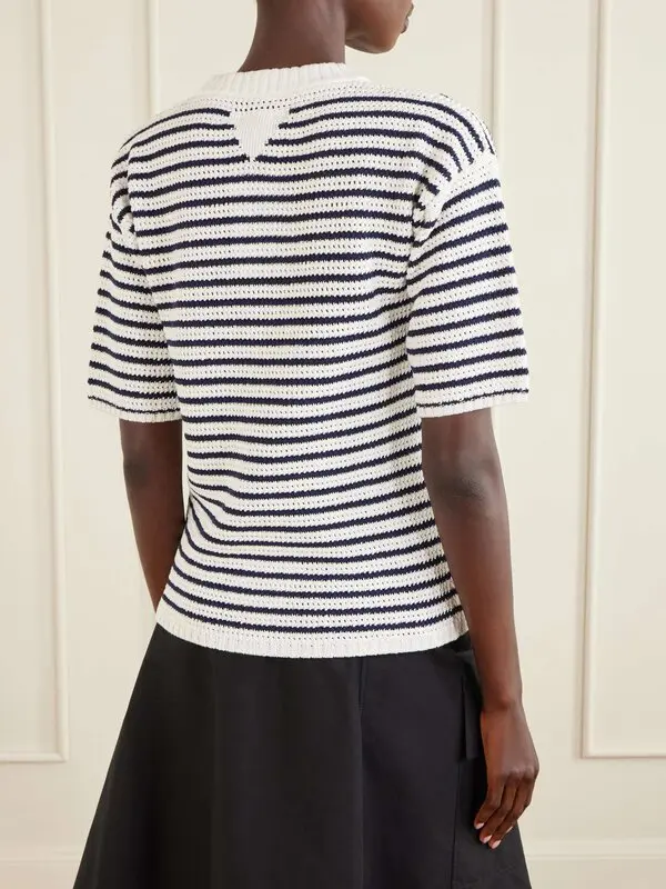 Bottega Veneta Striped Crocheted Cotton T-shirt