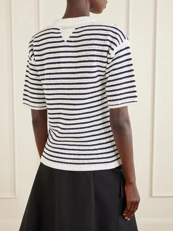 Bottega Veneta Striped Crocheted Cotton T-shirt