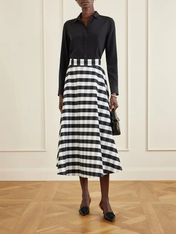 MARTA FERRI Gingham Checks Maxi Skirt