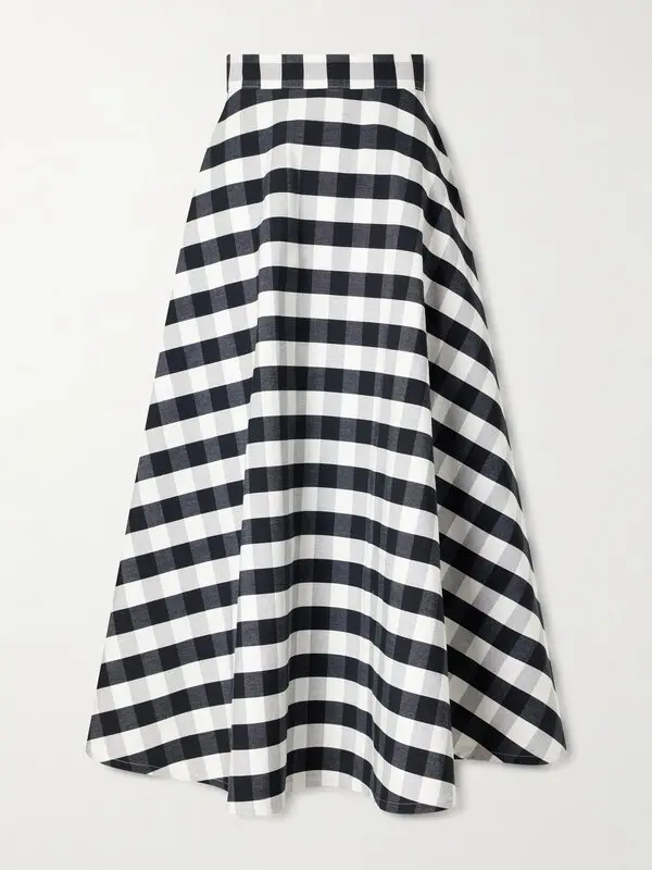 MARTA FERRI Vichy Cotton-blend Maxi Skirt - Black