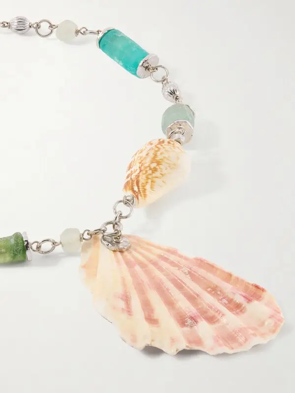 Tohum Design Sterling Silver, Shell And Beaded Necklace