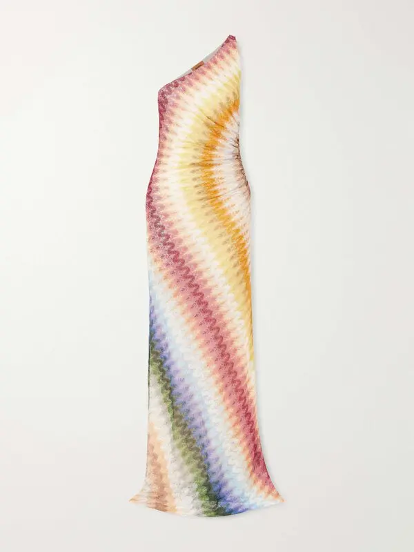 Missoni Striped Ruched Crochet-knit Maxi Dress - Multi