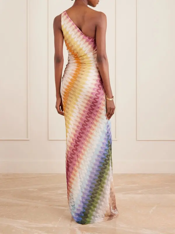 Missoni Striped Ruched Crochet-knit Maxi Dress