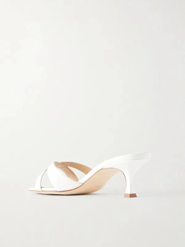 Manolo Blahnik Callamu 50 Patent Leather Mules - White