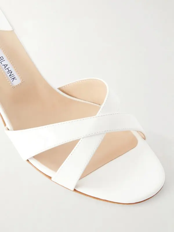 Manolo Blahnik Callamu 50 Patent Leather Mules - White