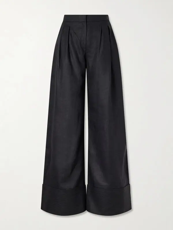 ANDRES OTALORA La Promesa' Linen Wide-leg Trousers - Black
