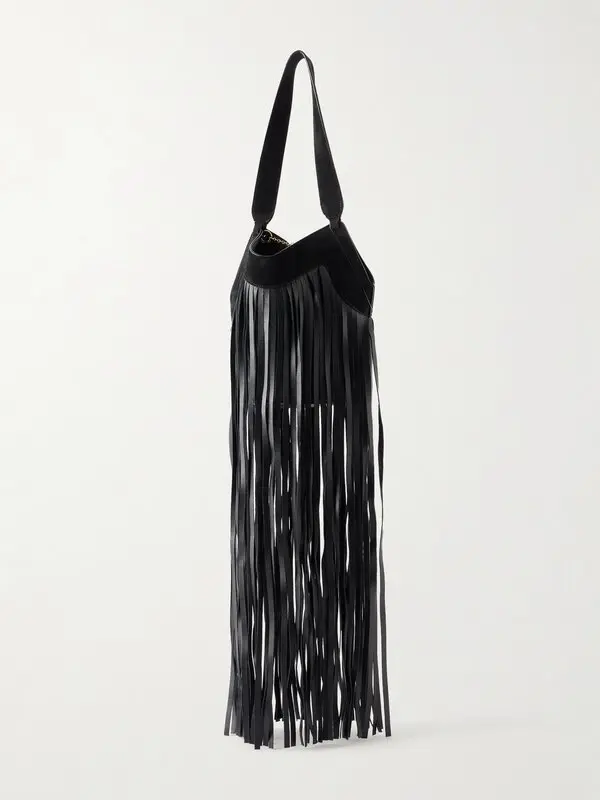 Khaite Lotus Fringed Leather Tote Bag - Black