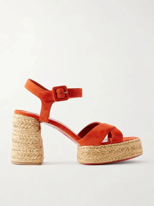 CHRISTIAN LOUBOUTIN Calakala 85 Suede Espadrille Sandals - Red