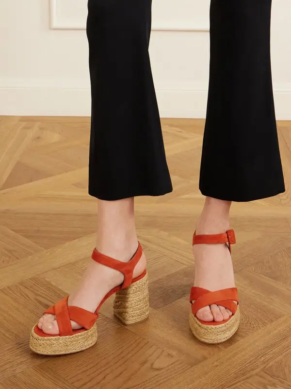 CHRISTIAN LOUBOUTIN Calakala 85 Suede Espadrille Sandals - Red