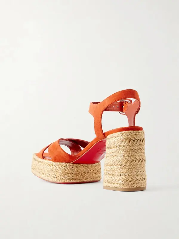 CHRISTIAN LOUBOUTIN Calakala 85 Suede Espadrille Sandals - Red