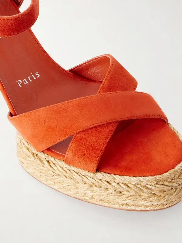 CHRISTIAN LOUBOUTIN Calakala 85 Suede Espadrille Sandals - Red
