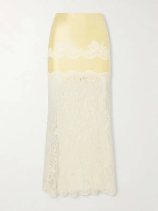 Rabanne Satin-jersey Lace-trimmed Maxi Skirt - Ivory