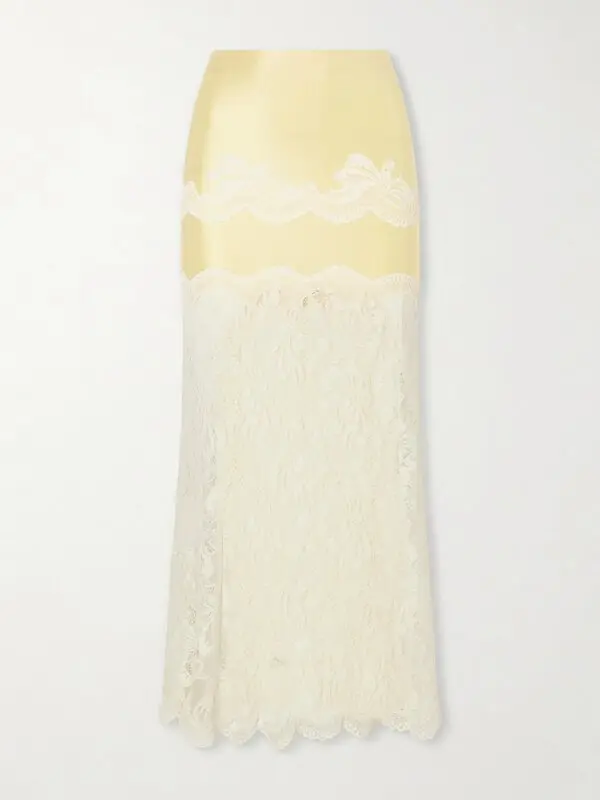 Rabanne Satin-jersey Lace-trimmed Maxi Skirt - Neutrals